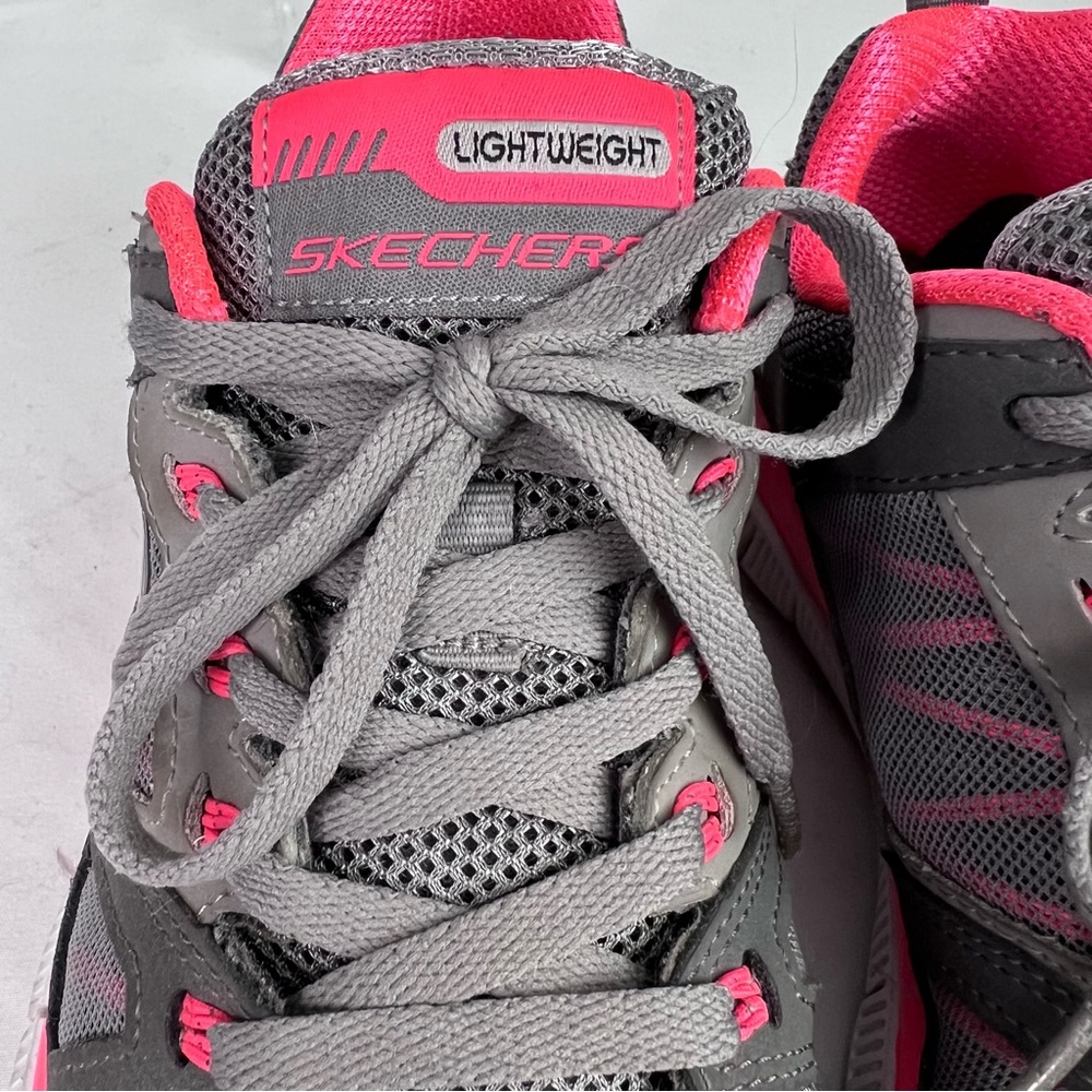 Skechers Lightweight Flex Sole Grey And Neon Pink Ath… - Gem